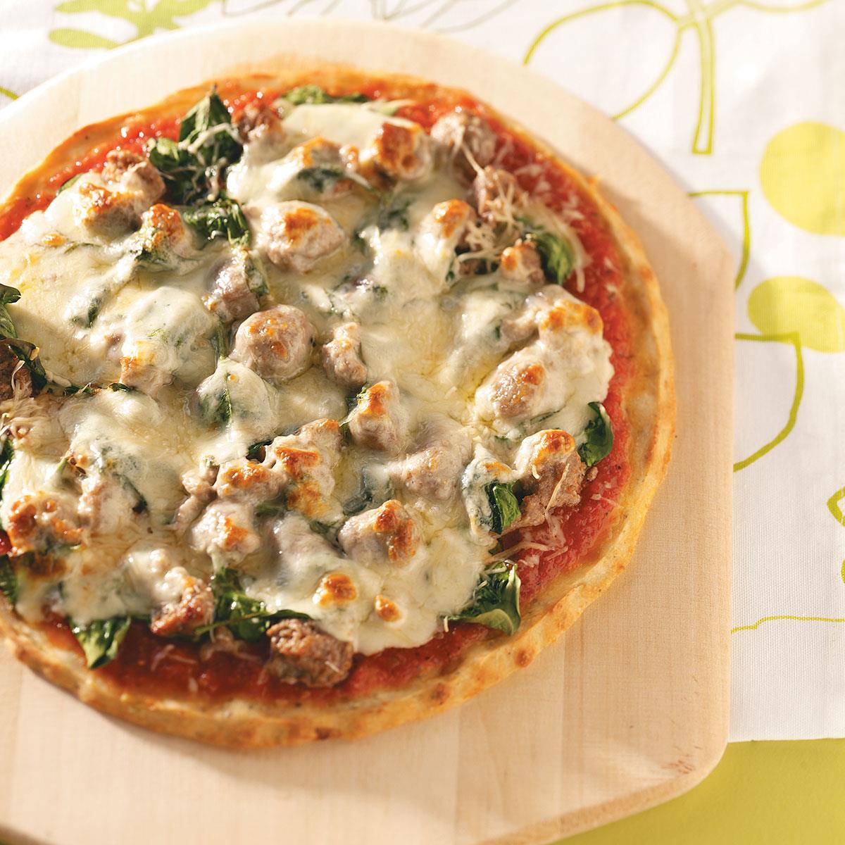 Sausage Spinach Pizza Recipe | Taste of Home