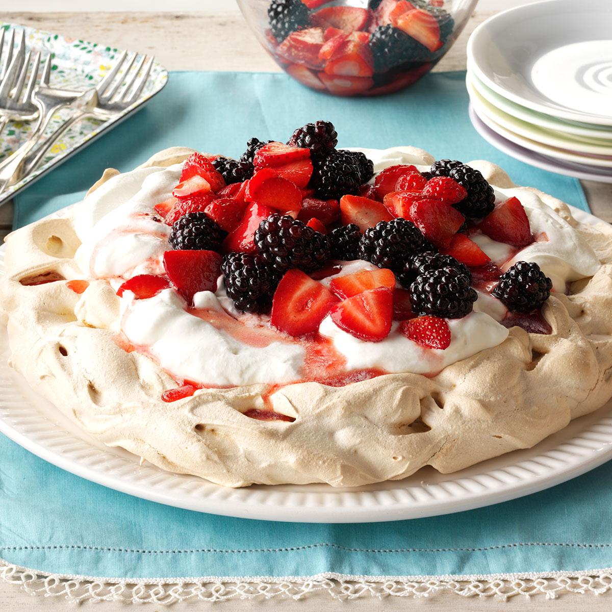 Two-Berry Pavlova Recipe | Taste of Home