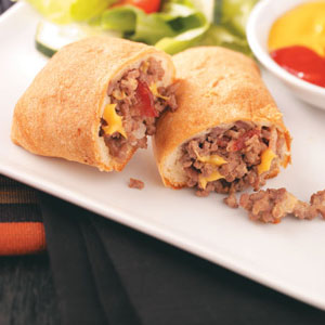 Bacon Cheeseburger Roll-Ups Recipe | Taste of Home