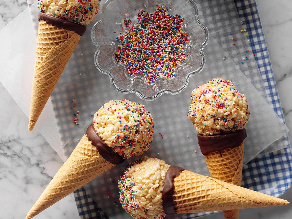 ice cream cone rice krispie treats